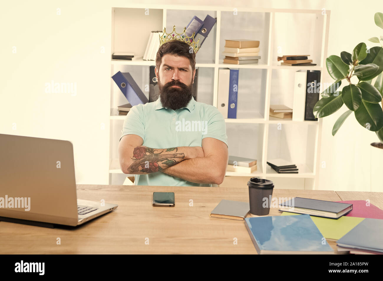 Top manager head office. Confident boss enjoying glory. Head and boss ...