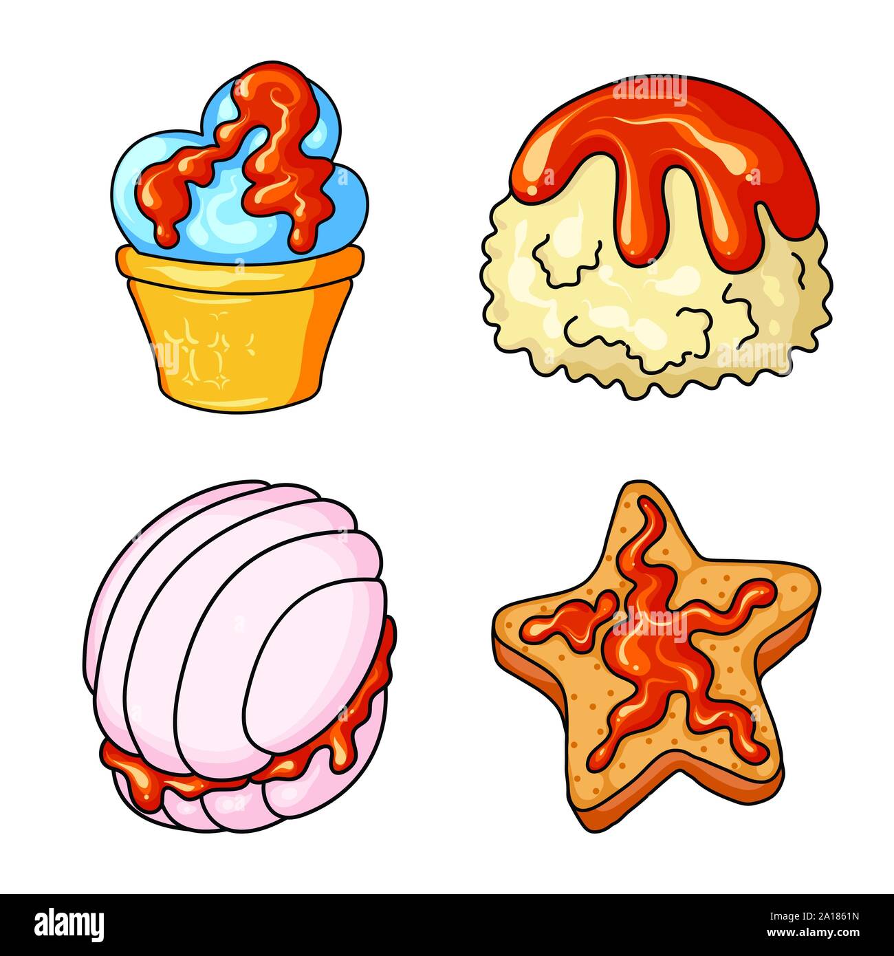Vector illustration of dessert and sweet symbol. Collection of dessert ...