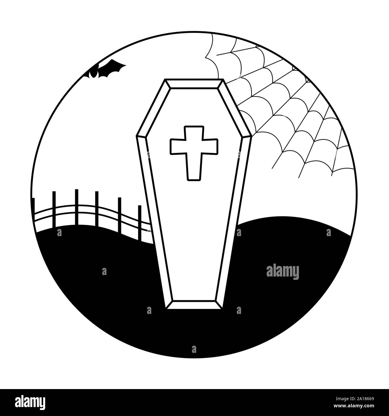 coffin spooky halloween icon vector illustration Stock Vector Image ...
