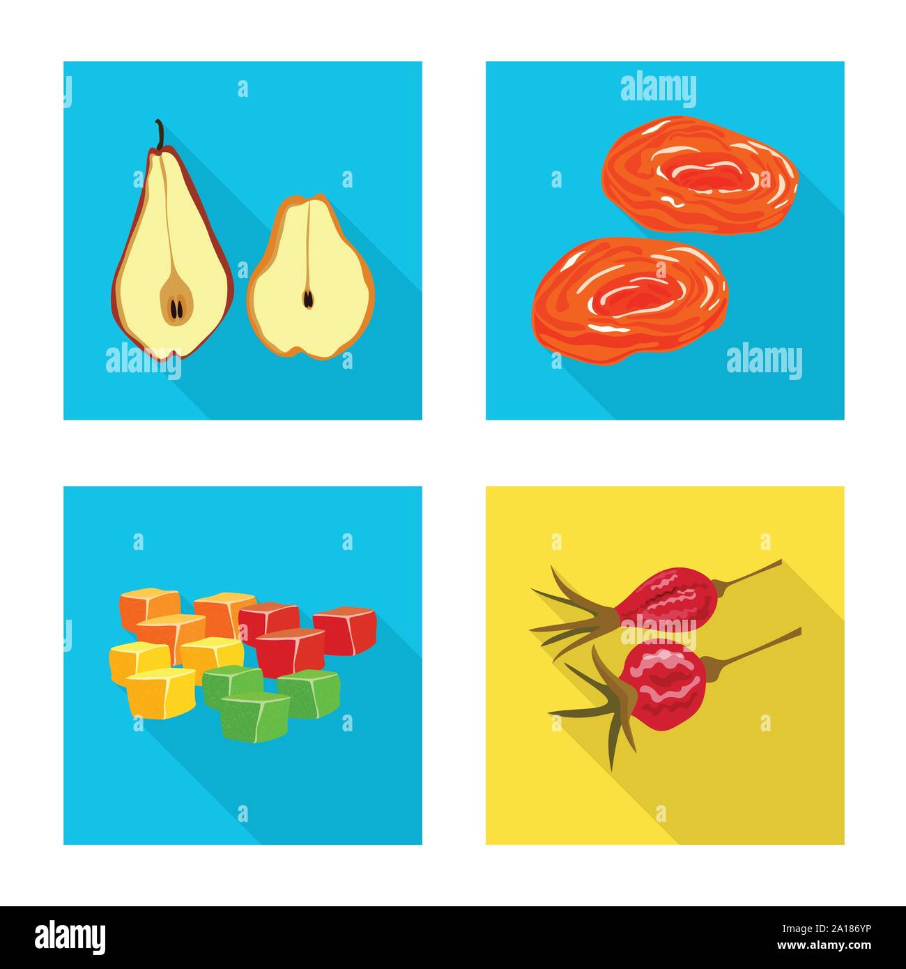 Vector illustration of fruit and dried sign. Set of fruit and food ...