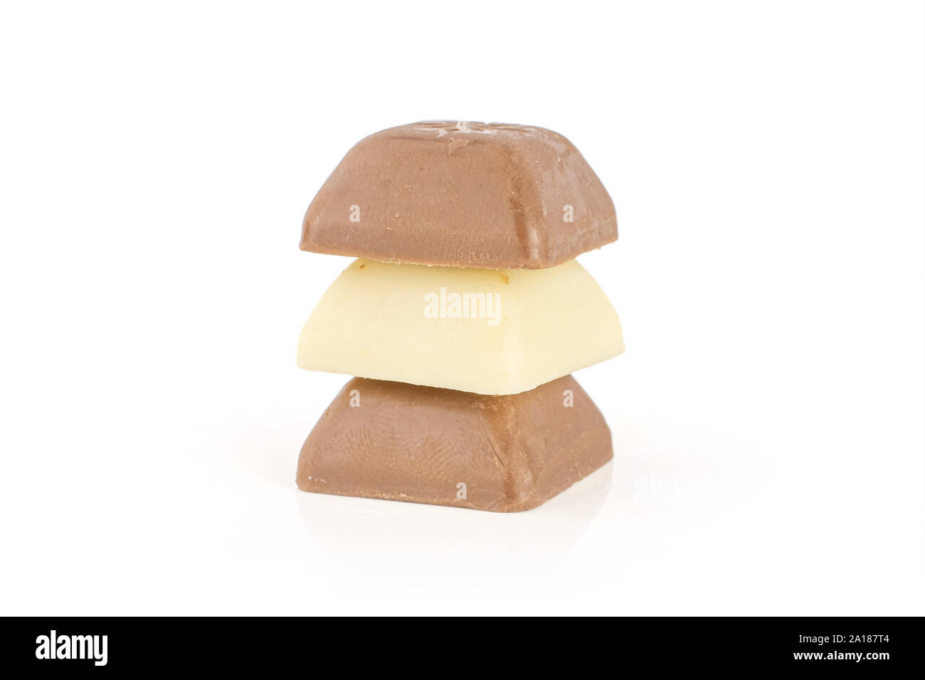 Group of three whole fresh chocolate piece isolated on white background ...