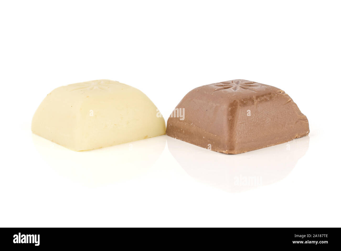 Group of two whole fresh chocolate piece isolated on white background ...