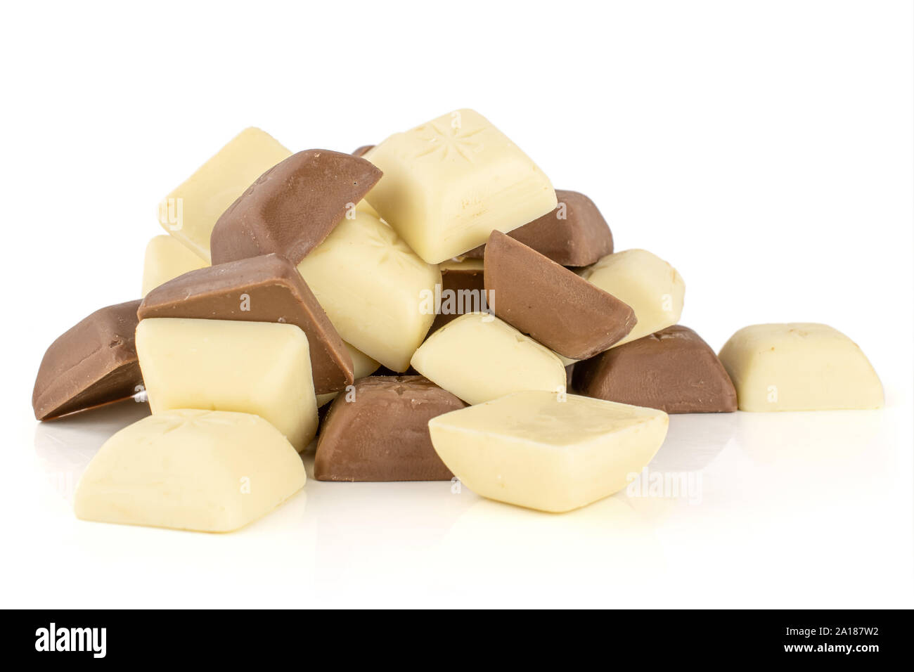 Lot of whole fresh chocolate piece heap isolated on white background ...