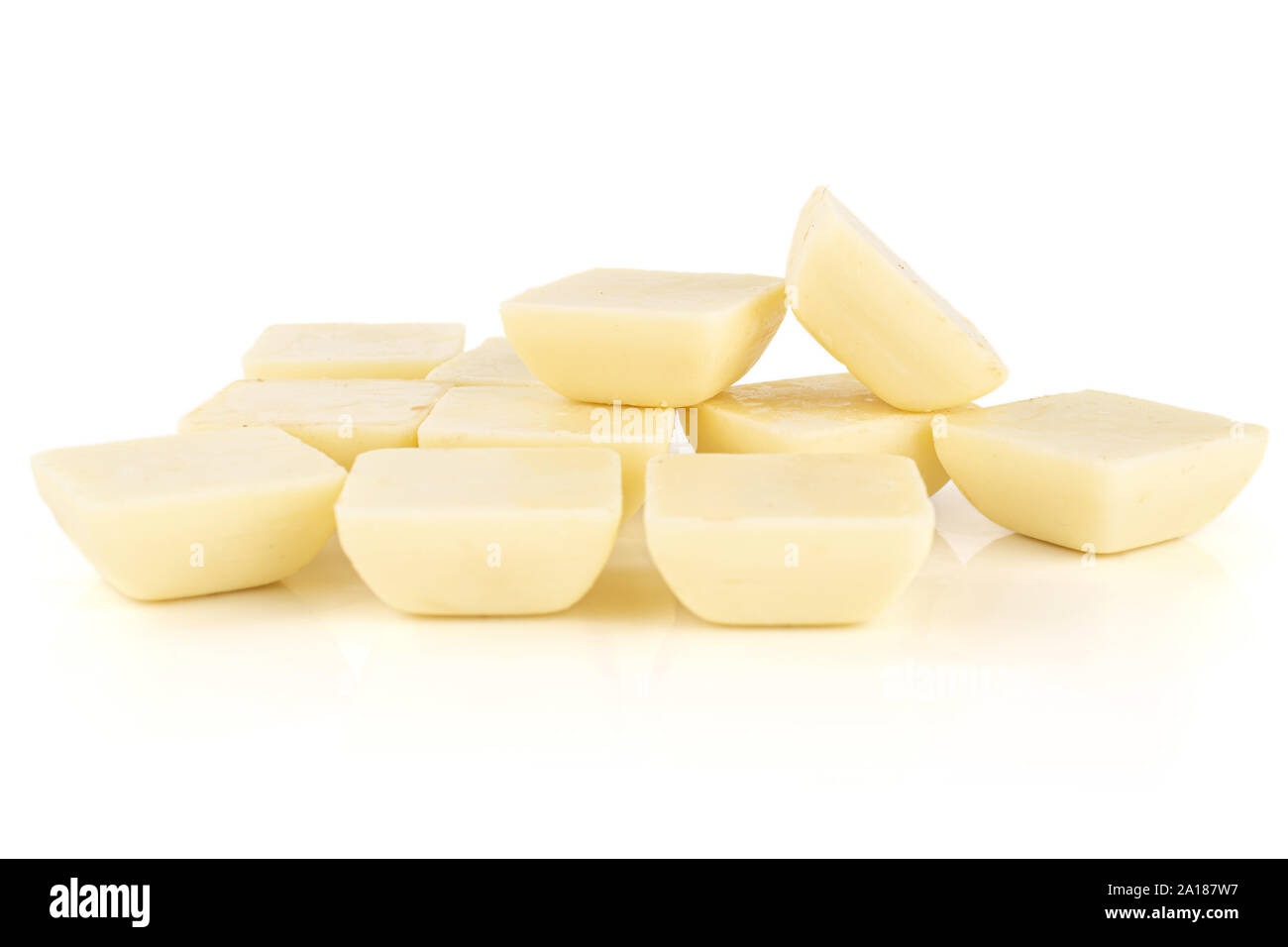 Lot of whole fresh chocolate piece isolated on white background Stock ...