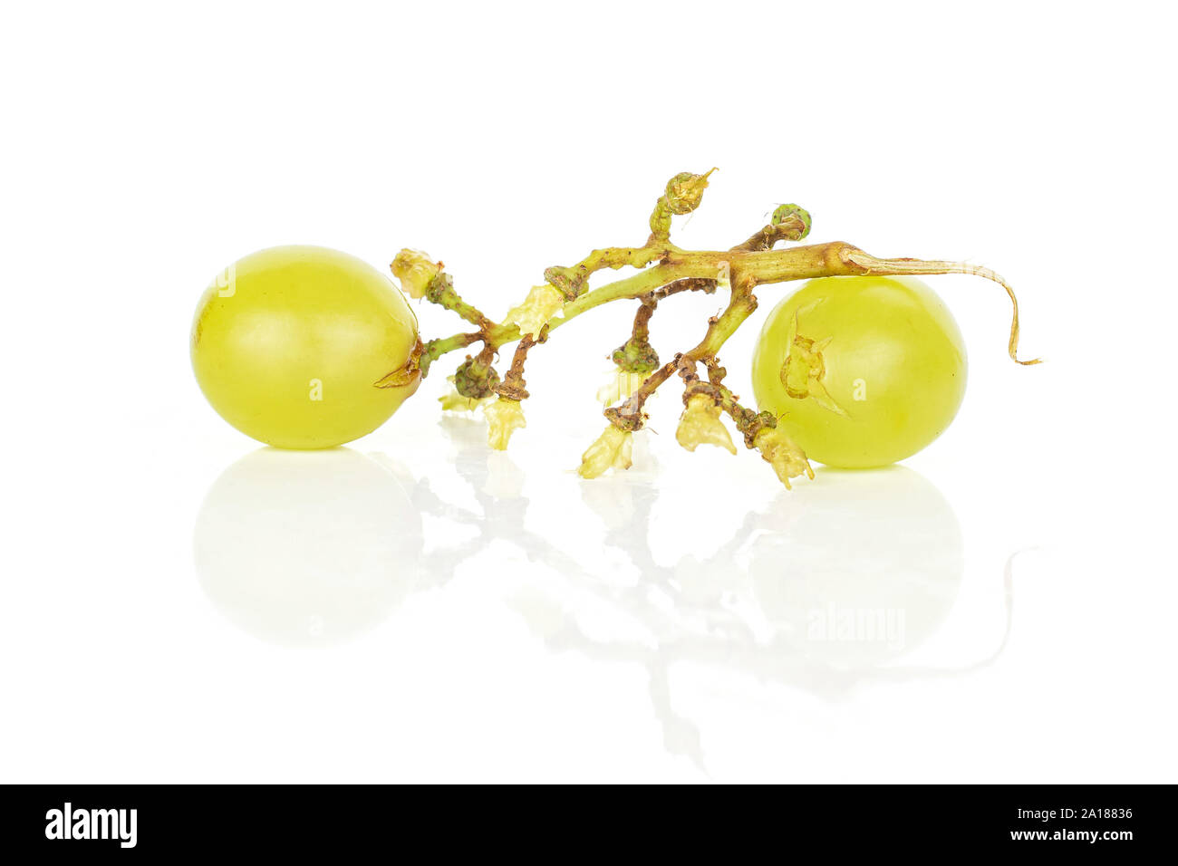 Group of two whole fresh green grape isolated on white background Stock ...