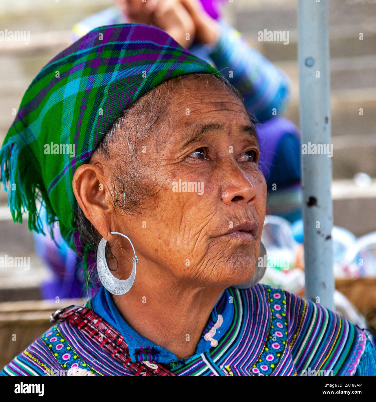 Sunday market in Bac Ha town, in Lao Cai province, in mountainous ...