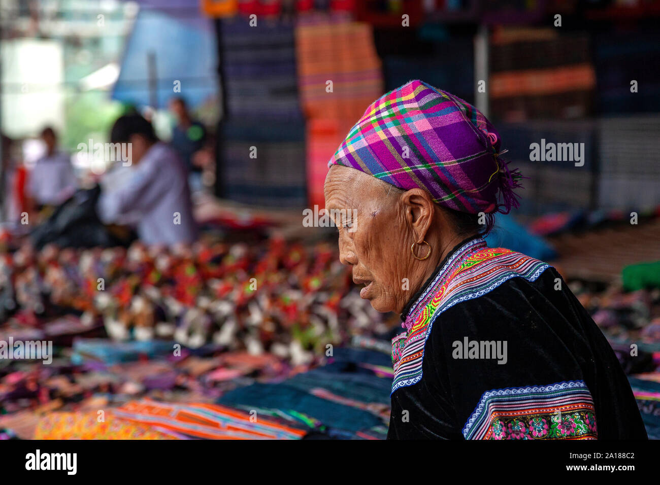 Sunday market in Bac Ha town, in Lao Cai province, in mountainous ...