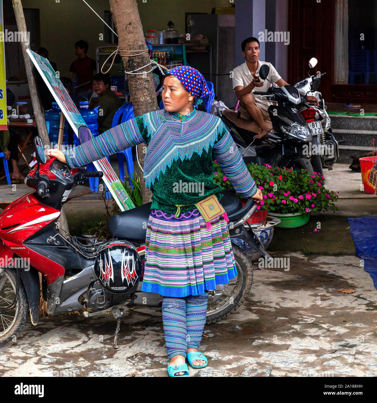 Sunday market in Bac Ha town, in Lao Cai province, in mountainous ...