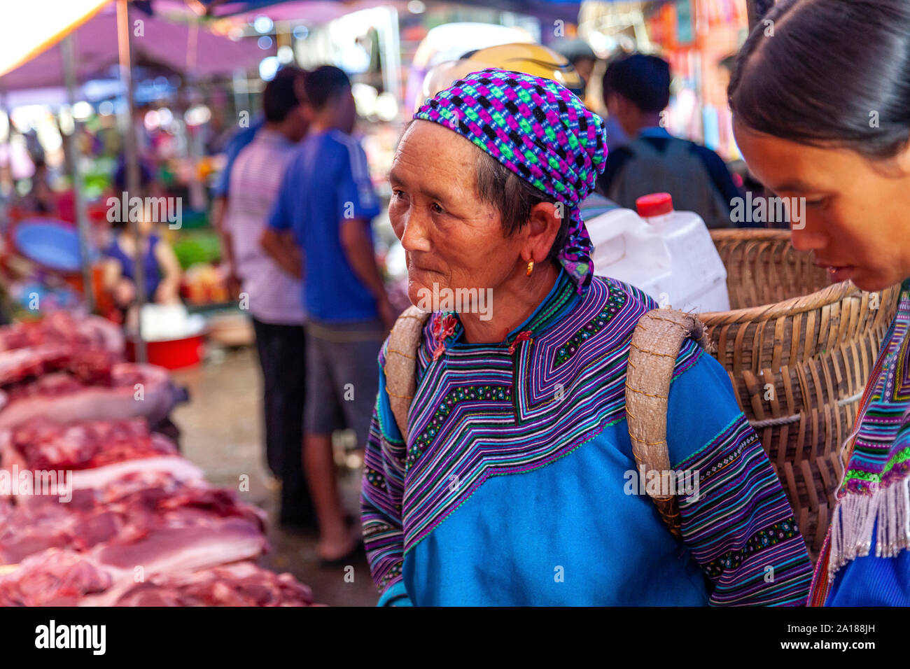 Sunday market in Bac Ha town, in Lao Cai province, in mountainous ...