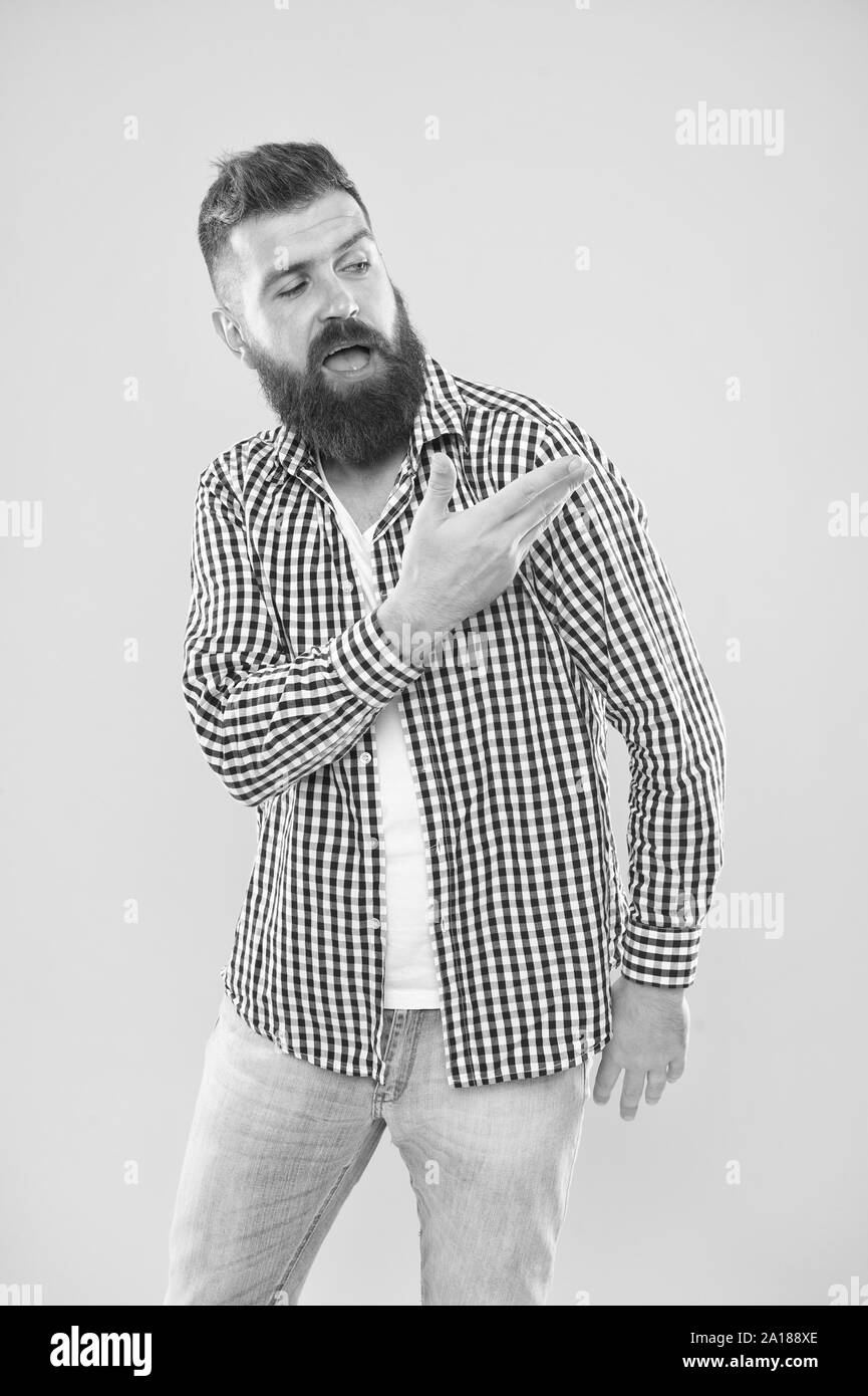 Angel on my shoulder. Beard fashion and barber concept. Man bearded ...