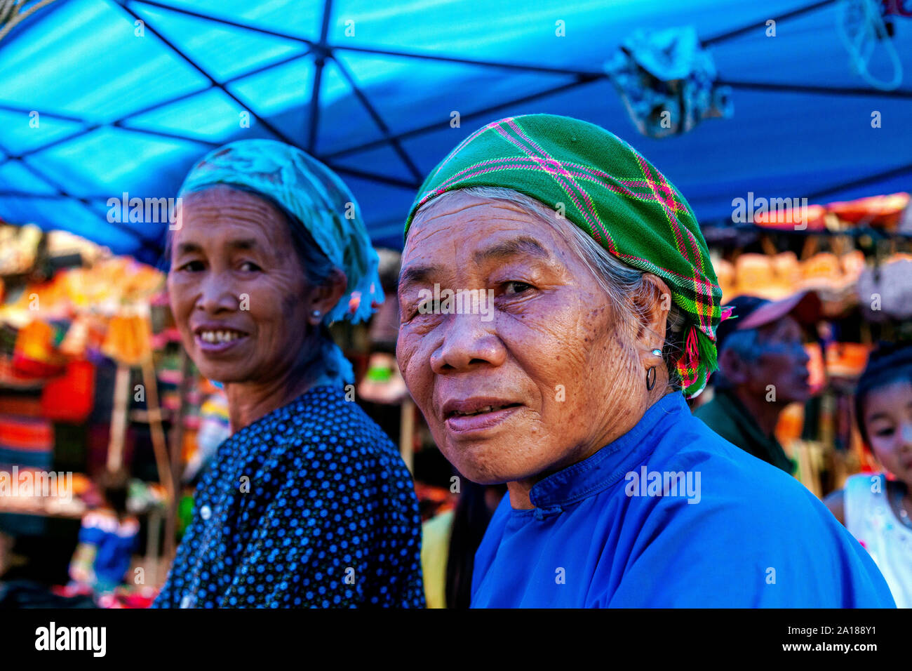 -Sunday market in Bac Ha town, in Lao Cai province, in mountainous ...