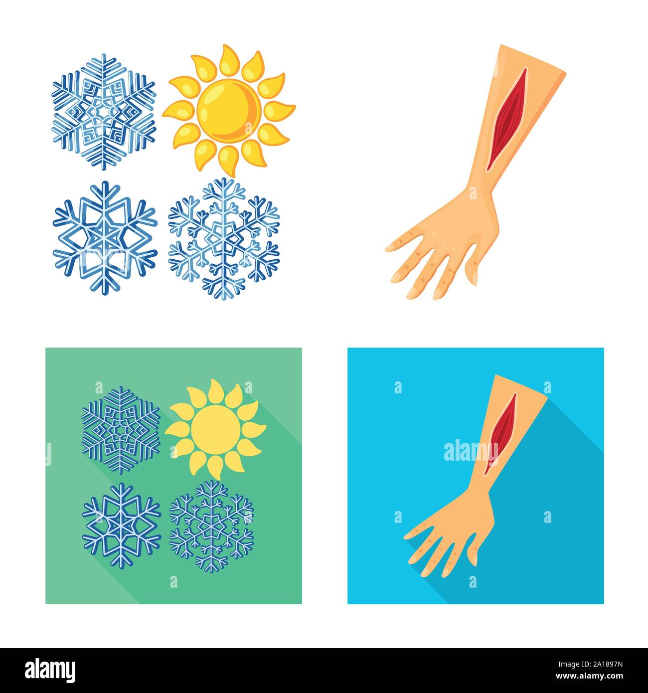 Vector illustration of medical and pain symbol. Set of medical and ...
