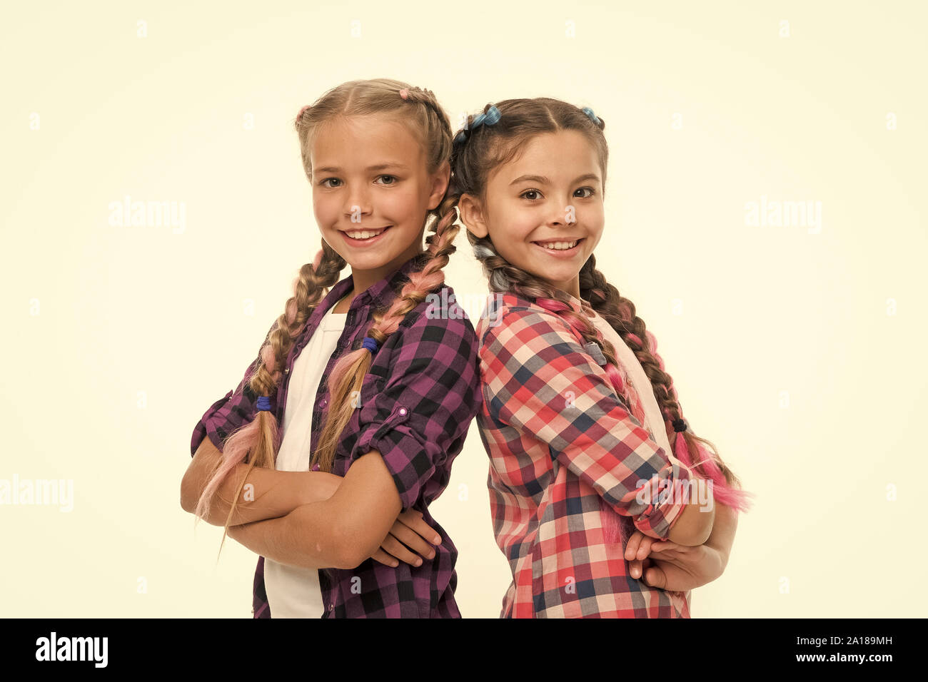 Sisterhood is unconditional love. Girls sisters stand back to back ...