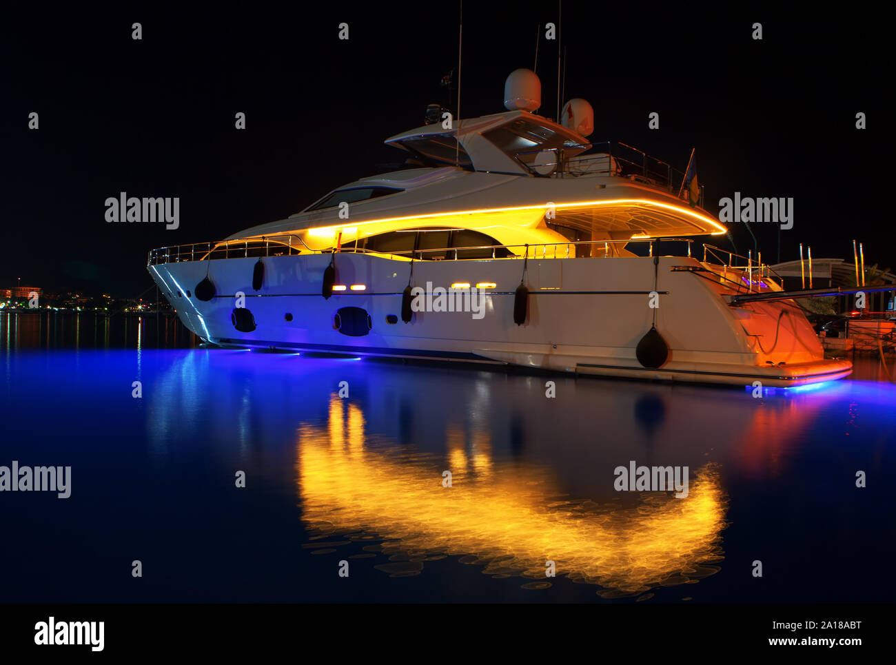 Yacht moored in bay night hi-res stock photography and images - Alamy
