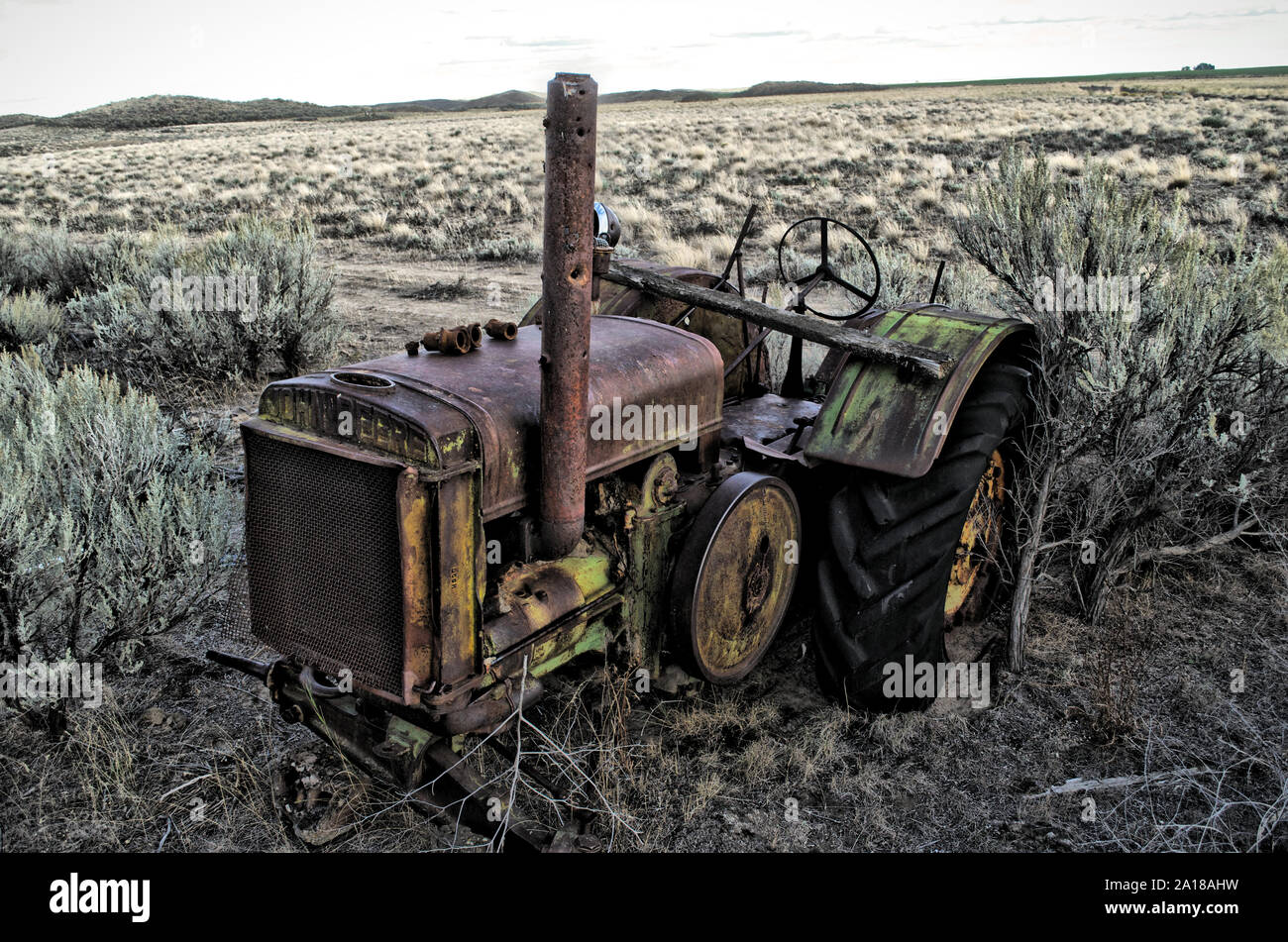 The Old John Deere on The Prairie Stock Photo - Alamy