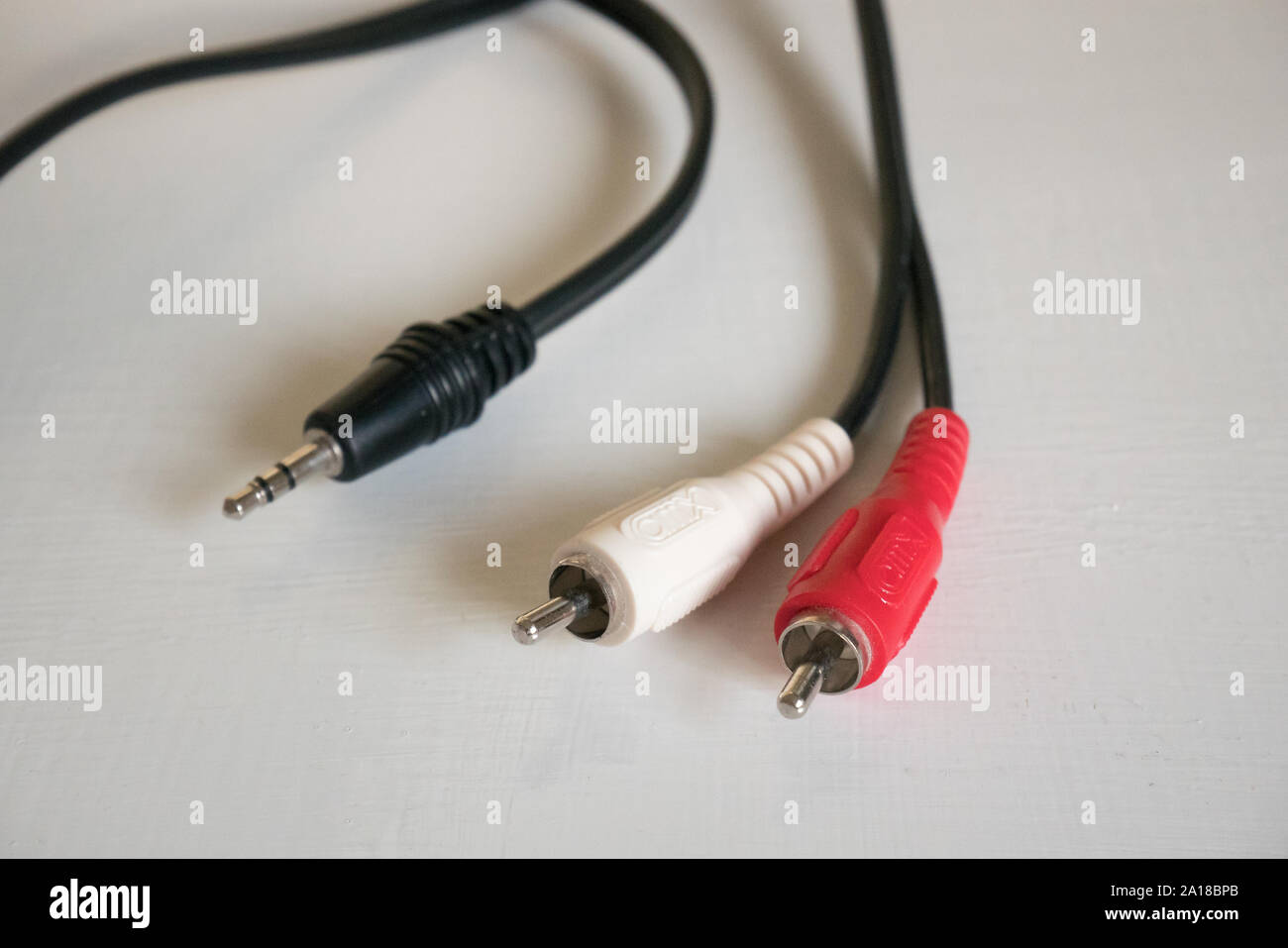 black audio cable with a 3.5mm jack and a left right audio channel ...