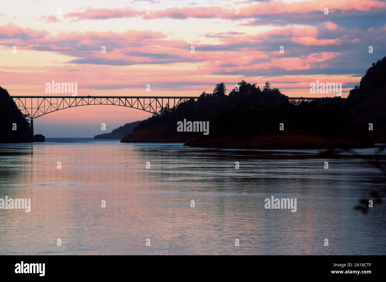 Morning Light Deception Pass Bridge Stock Photo - Alamy