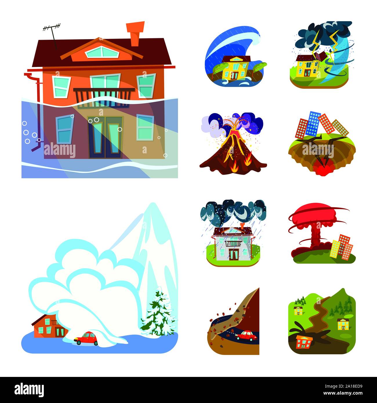 Vector illustration of cataclysm and disaster icon. Set of cataclysm ...