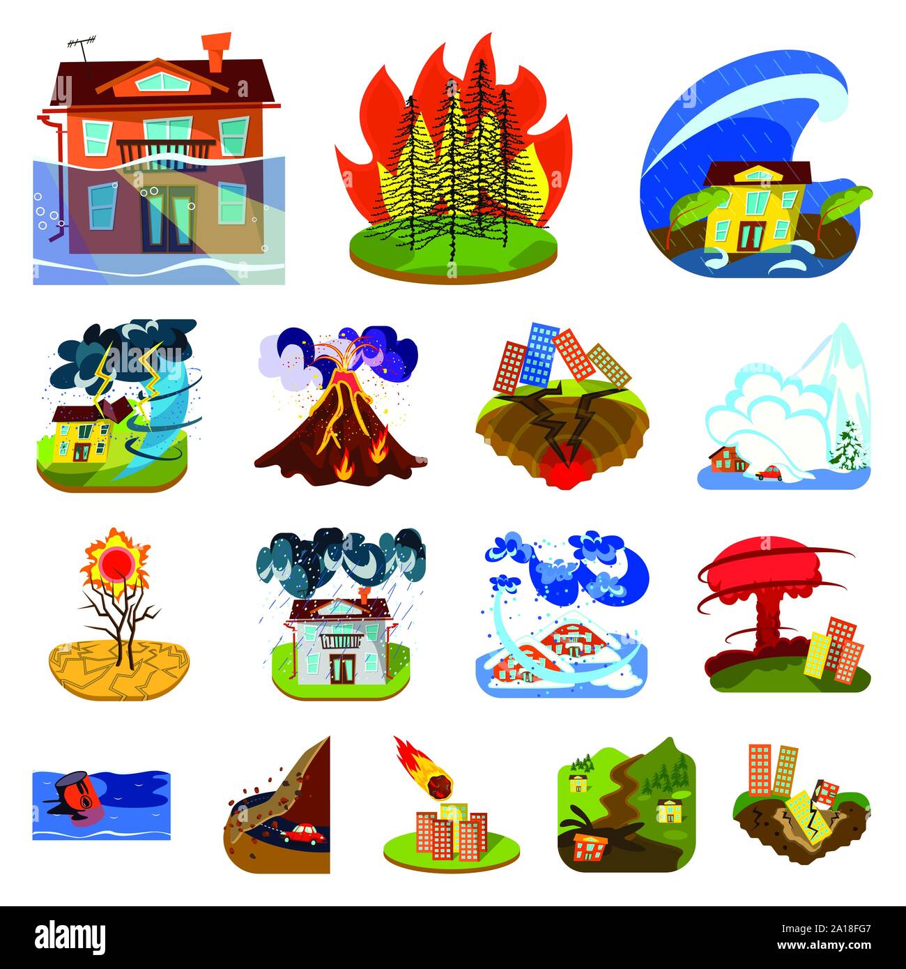 Isolated object of cataclysm and disaster icon. Collection of cataclysm ...