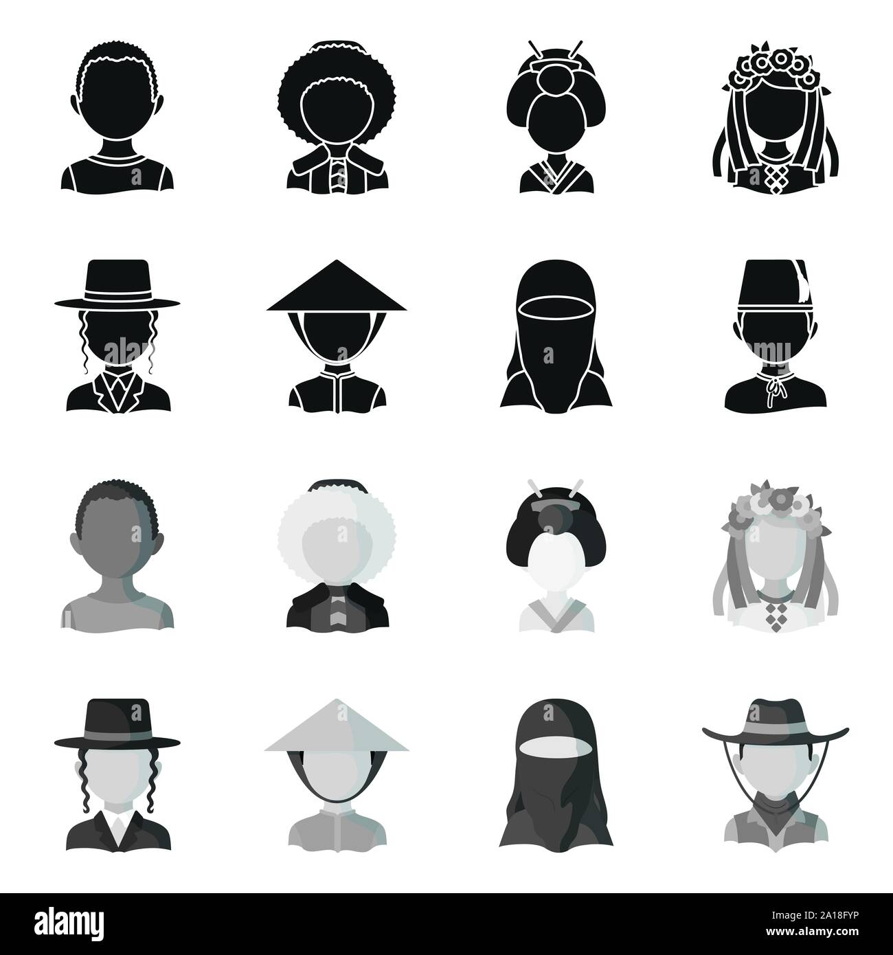 Vector illustration of imitator and resident icon. Set of imitator and ...