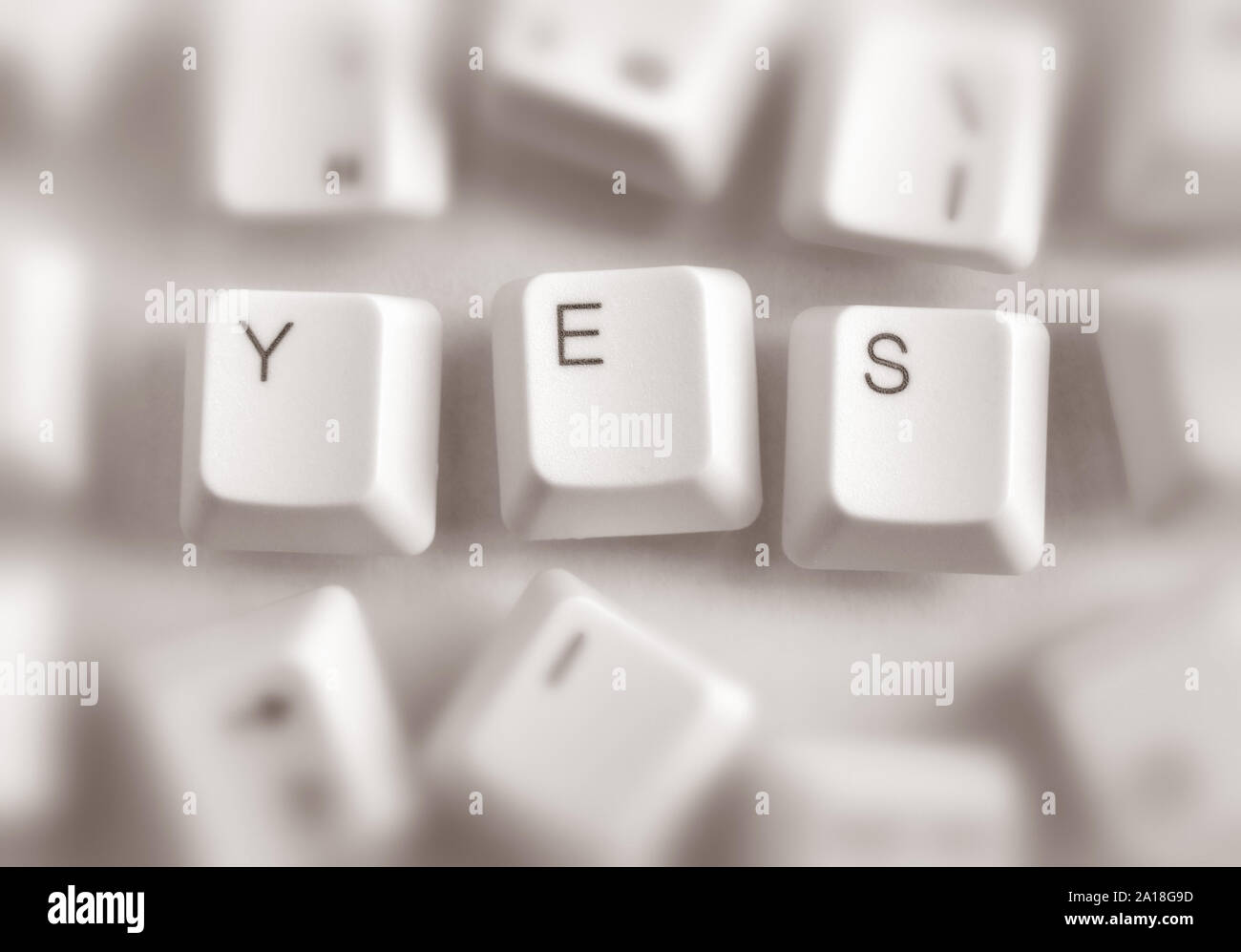 Computer keys with yes word Stock Photo - Alamy