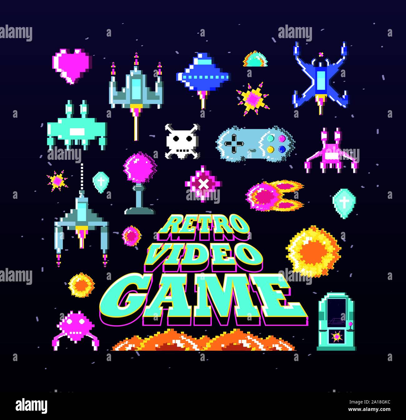 classic video game console of coins vector illustration design Stock ...