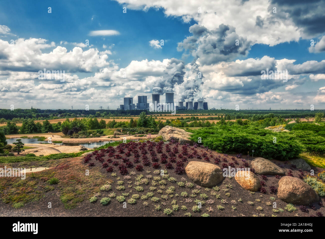 boulder park in nochten, east germany, beside power station boxberg ...