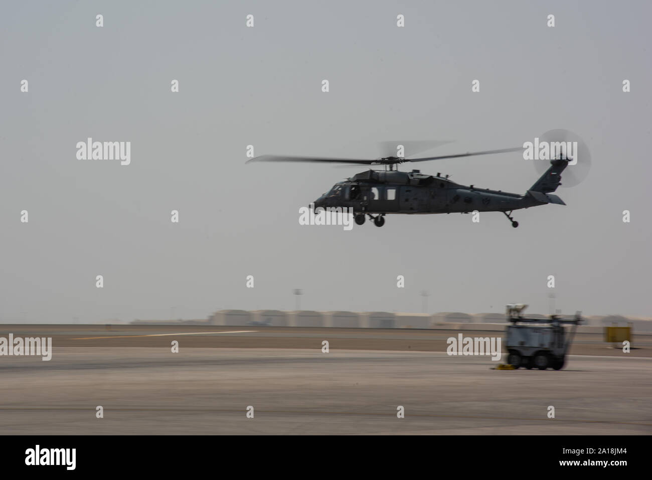 An Emirati UH-60 Black Hawk takes off after accepting a simulated ...