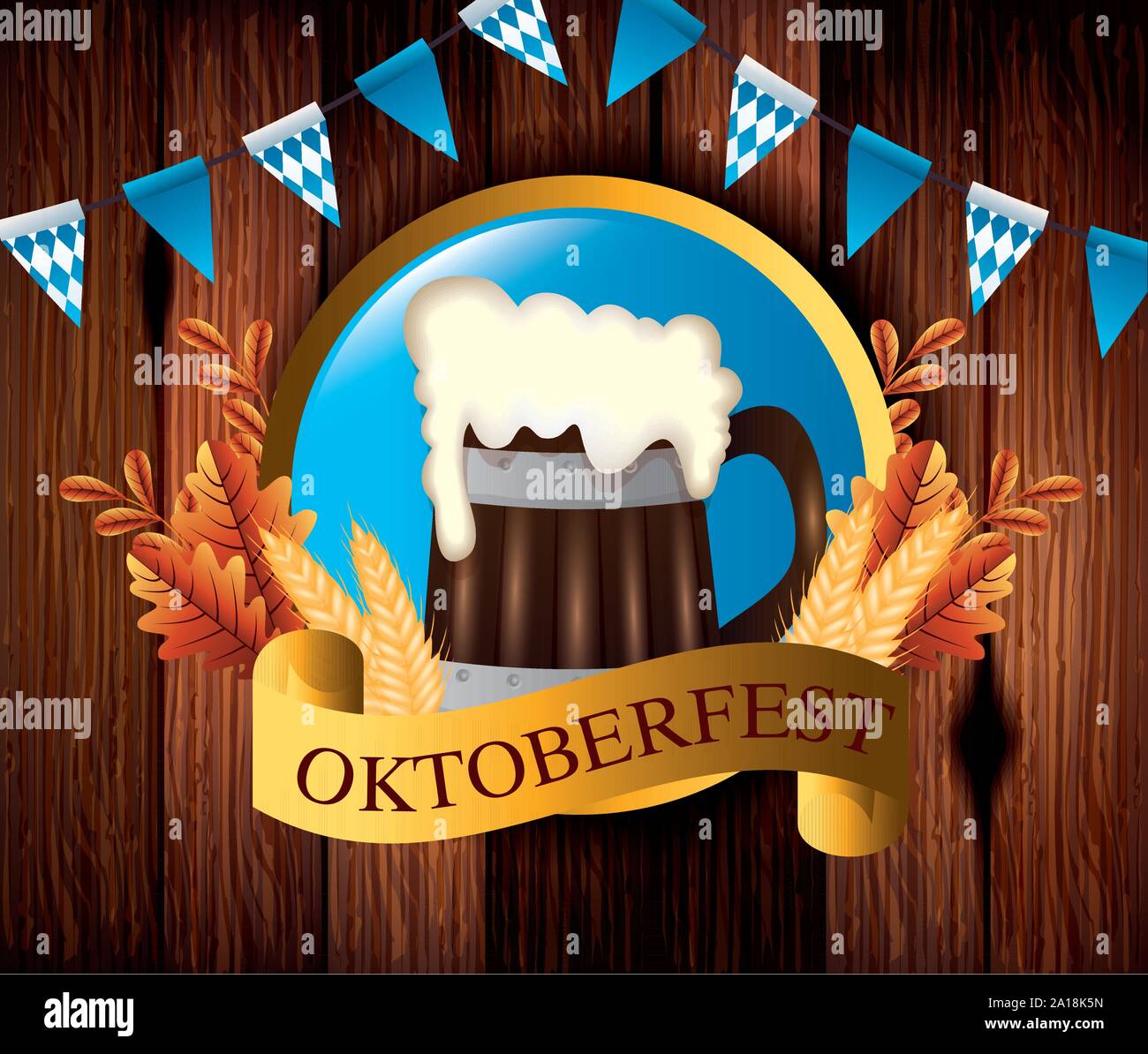 oktoberfest poster with jar beer and decoration Stock Vector Image ...