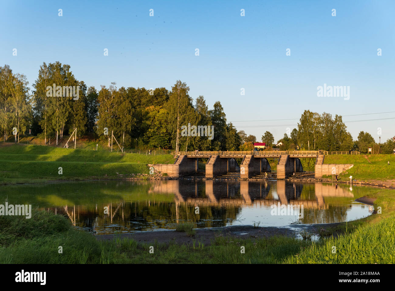 Newly restored elements of historical Tikhvin water system - wooden ...