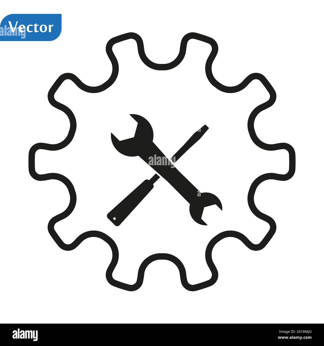 Settings and Repair icon. Flat design, on the white background ...