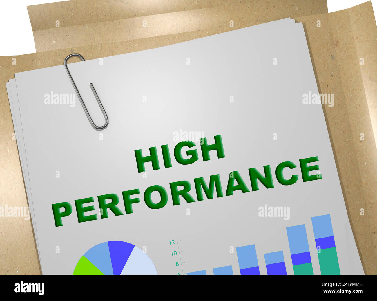 3D illustration of HIGH PERFORMANCE title on business document Stock ...