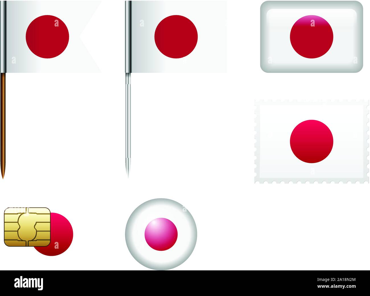Japan flag set on a white background Stock Vector Image & Art - Alamy