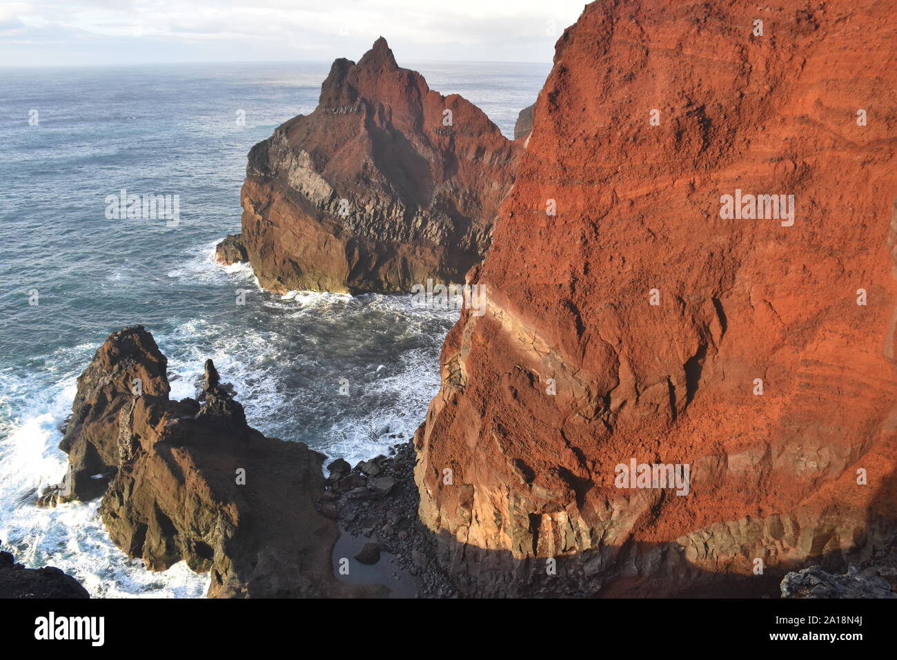 Volcanic rocks of Azores island and power of ocean Stock Photo - Alamy
