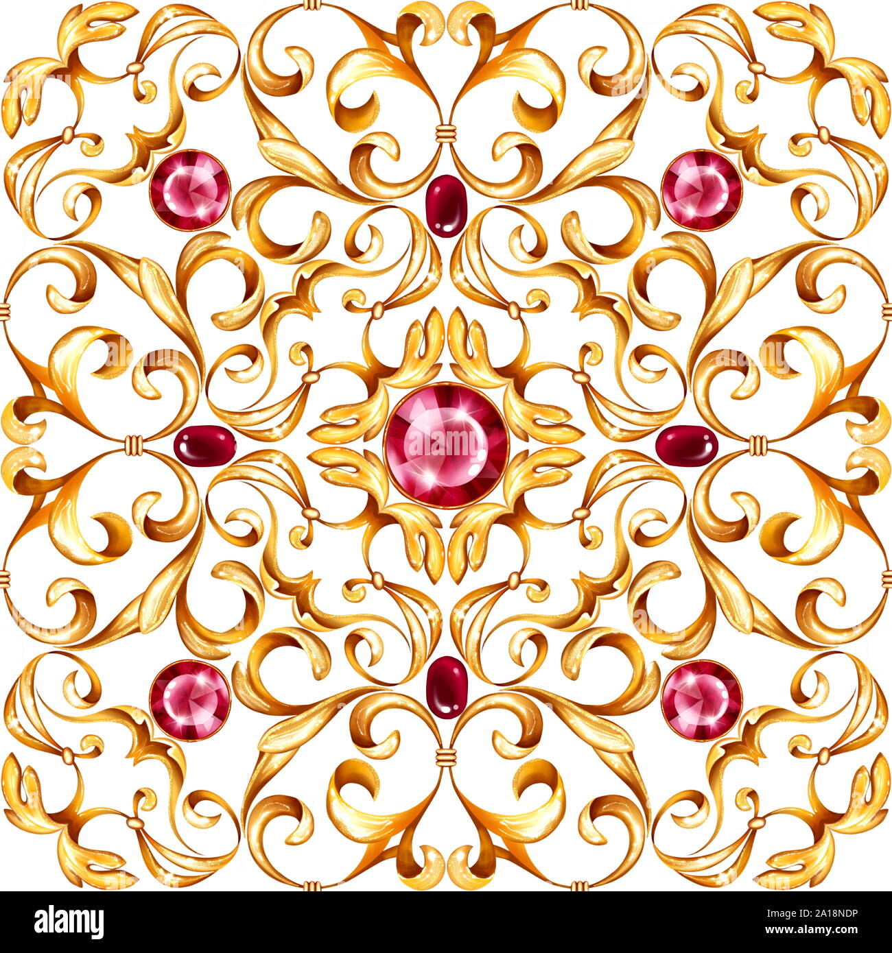 Seamless baroque pattern with decorative golden scrolls Stock Photo - Alamy