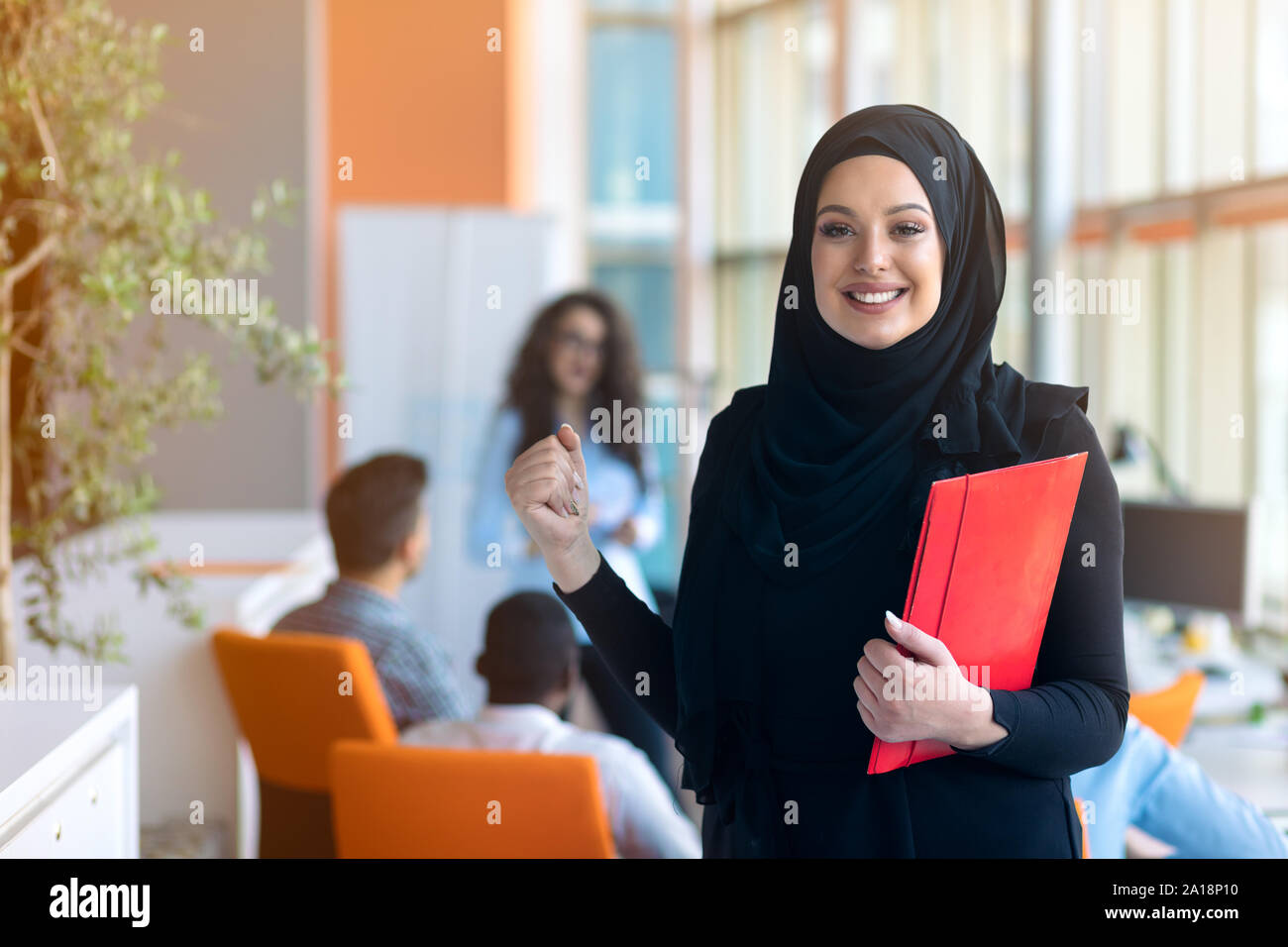 Arabic business woman working in team with her colleagues at office ...