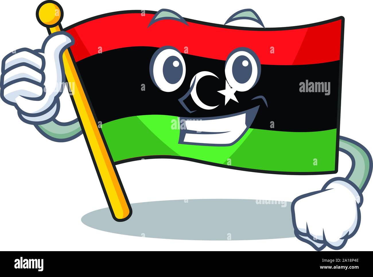 Thumbs up flag libya cartoon isolated the mascot Stock Vector Image ...