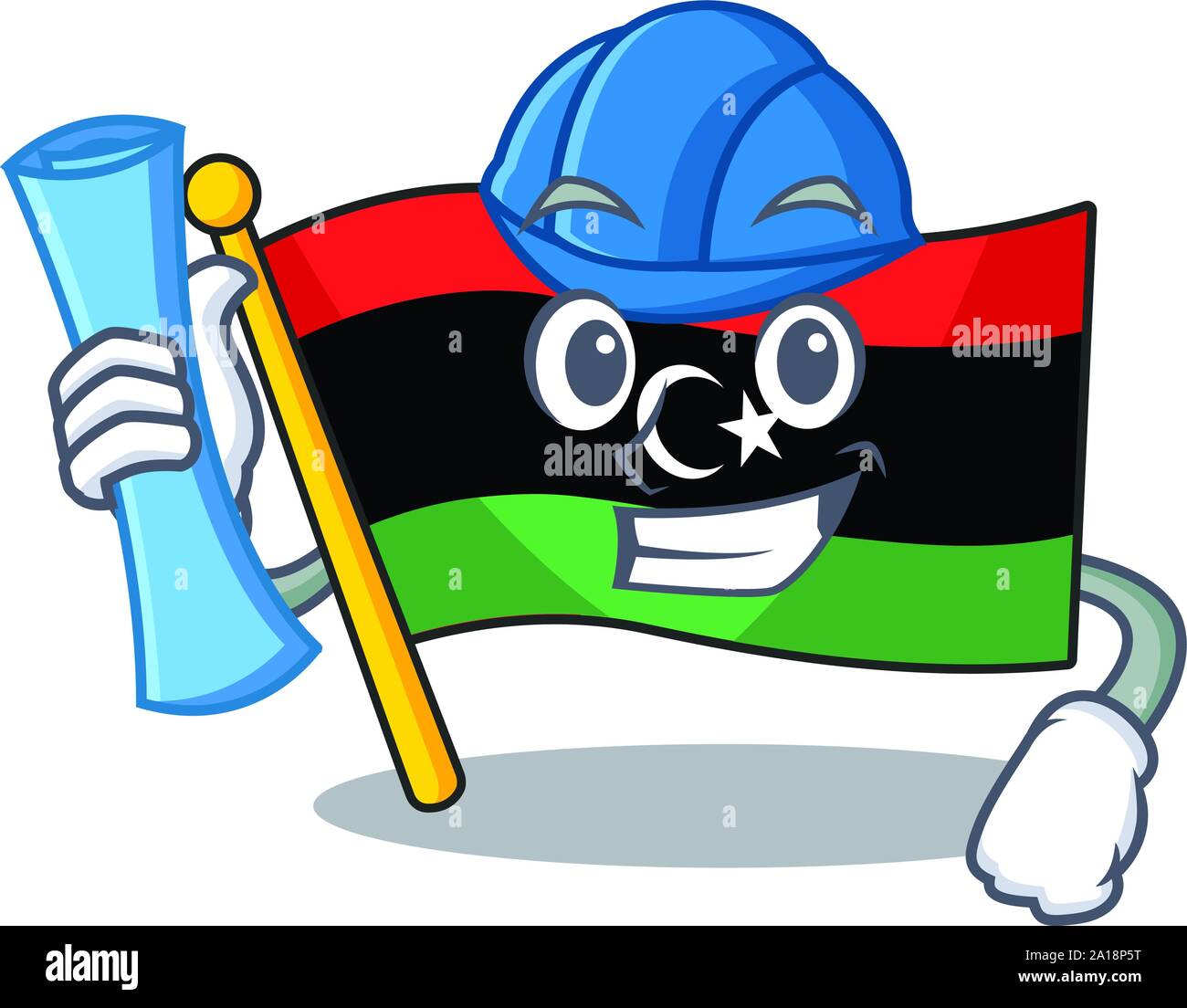 Architect flag libya cartoon isolated the mascot Stock Vector Image ...