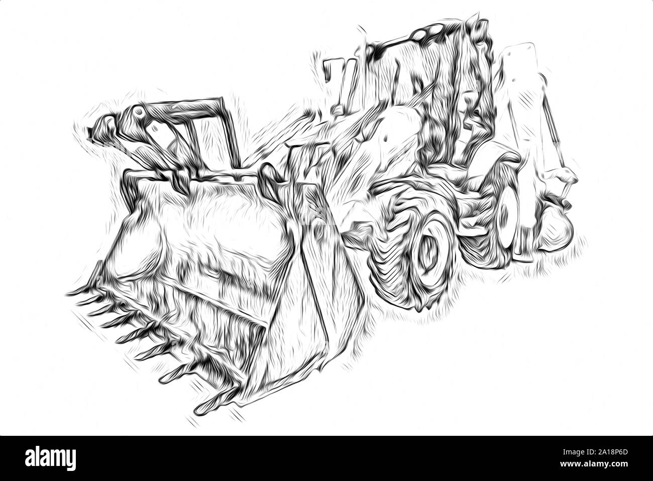 Excavator illustration isolated art drawing Stock Photo - Alamy
