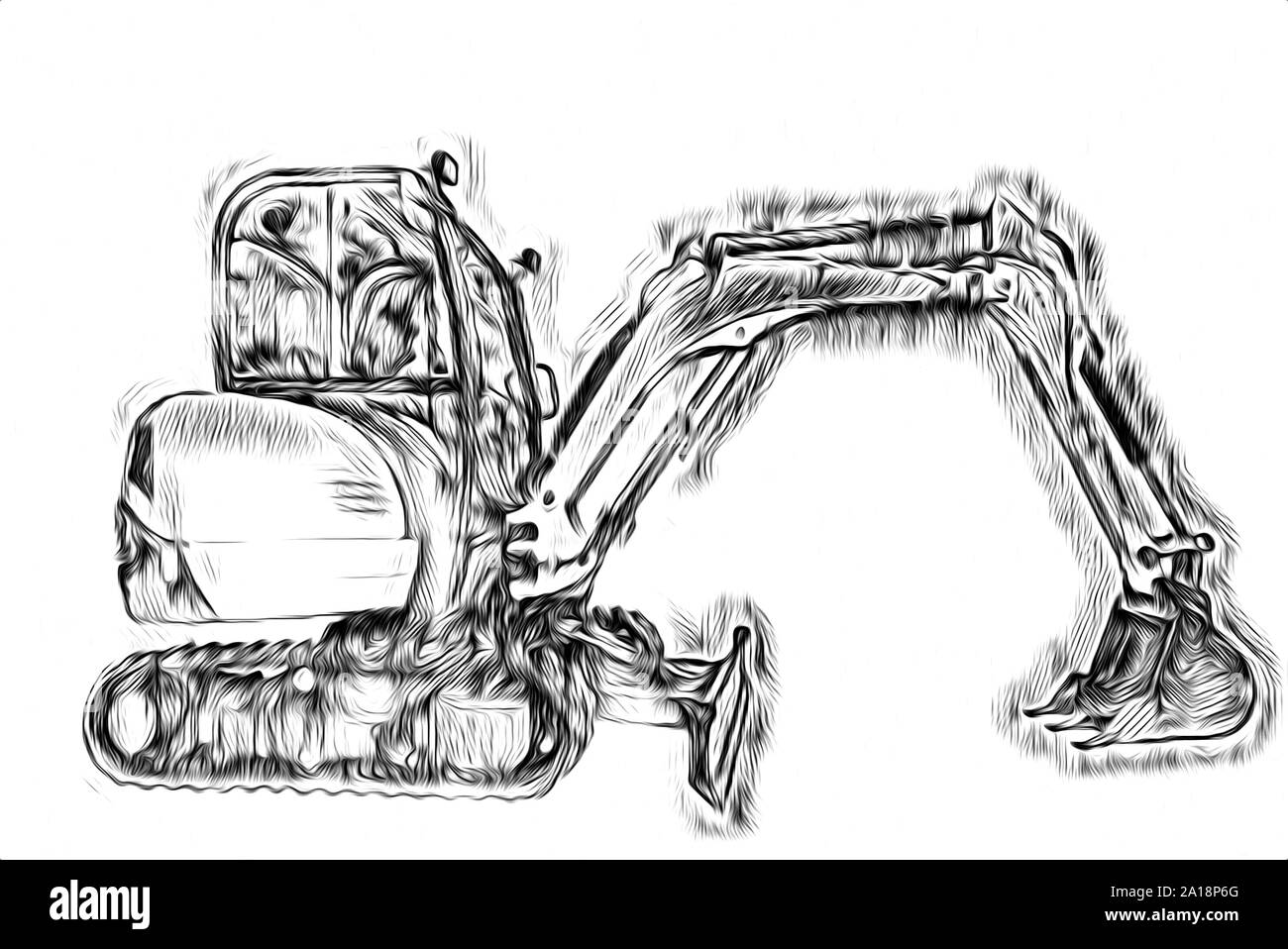 Excavator illustration isolated art drawing Stock Photo - Alamy