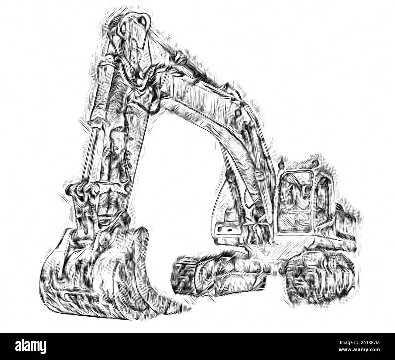 Excavator illustration isolated art drawing Stock Photo - Alamy