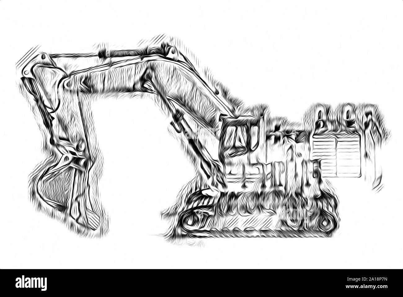 Excavator illustration isolated art drawing Stock Photo - Alamy