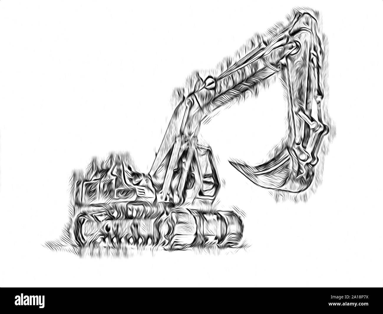 Excavator illustration isolated art drawing Stock Photo - Alamy