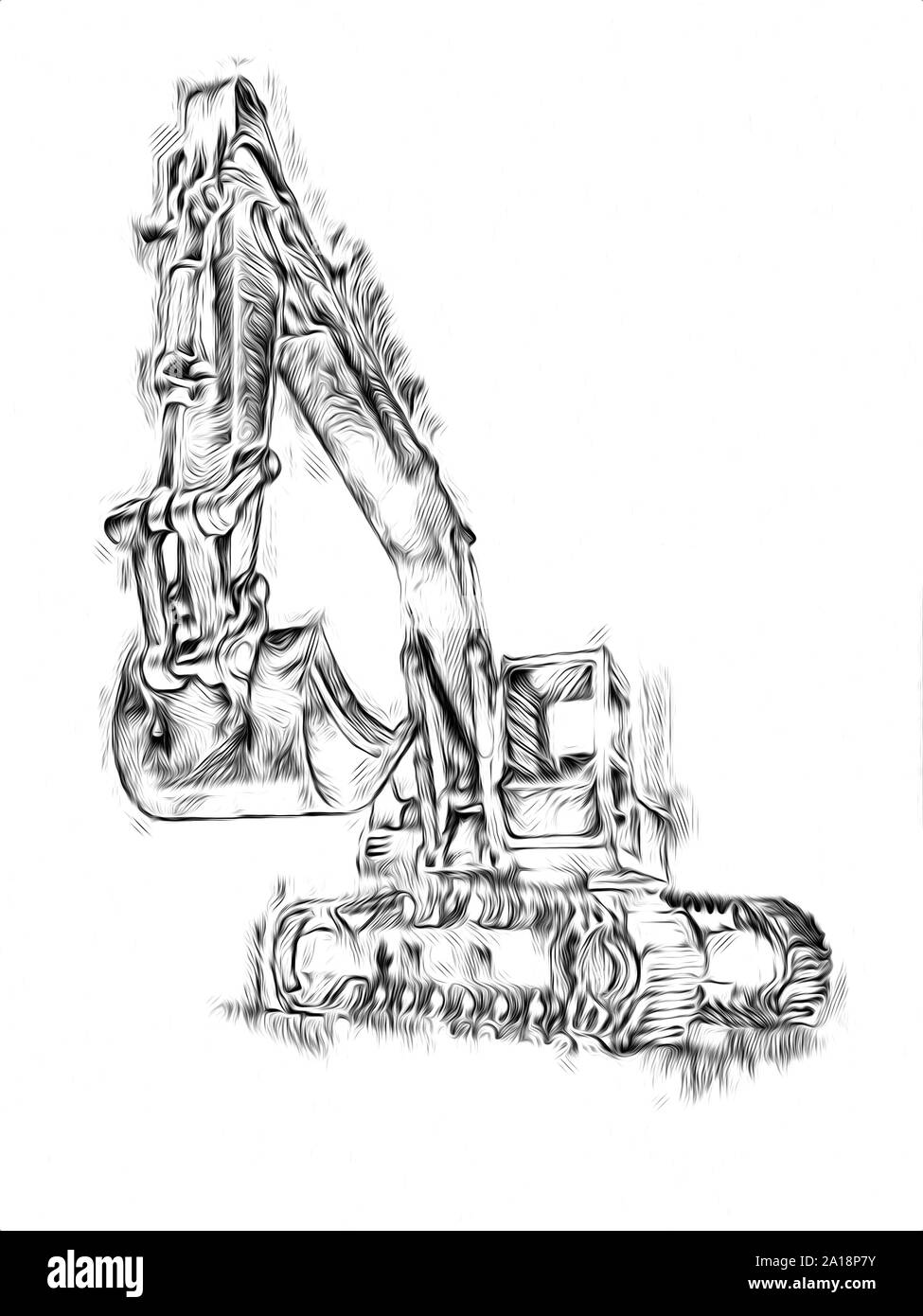 Excavator illustration isolated art drawing Stock Photo - Alamy