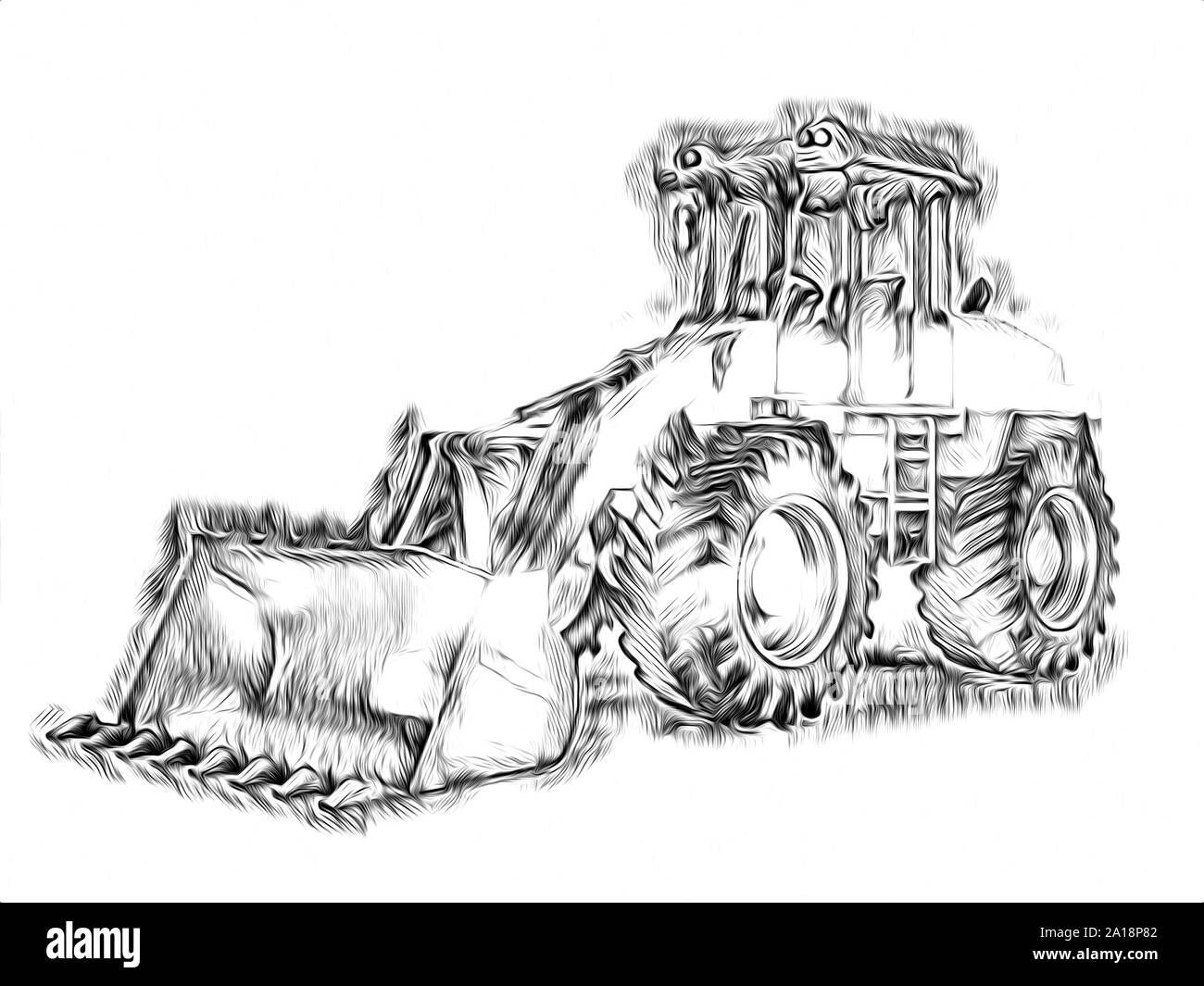 Excavator illustration isolated art drawing Stock Photo - Alamy
