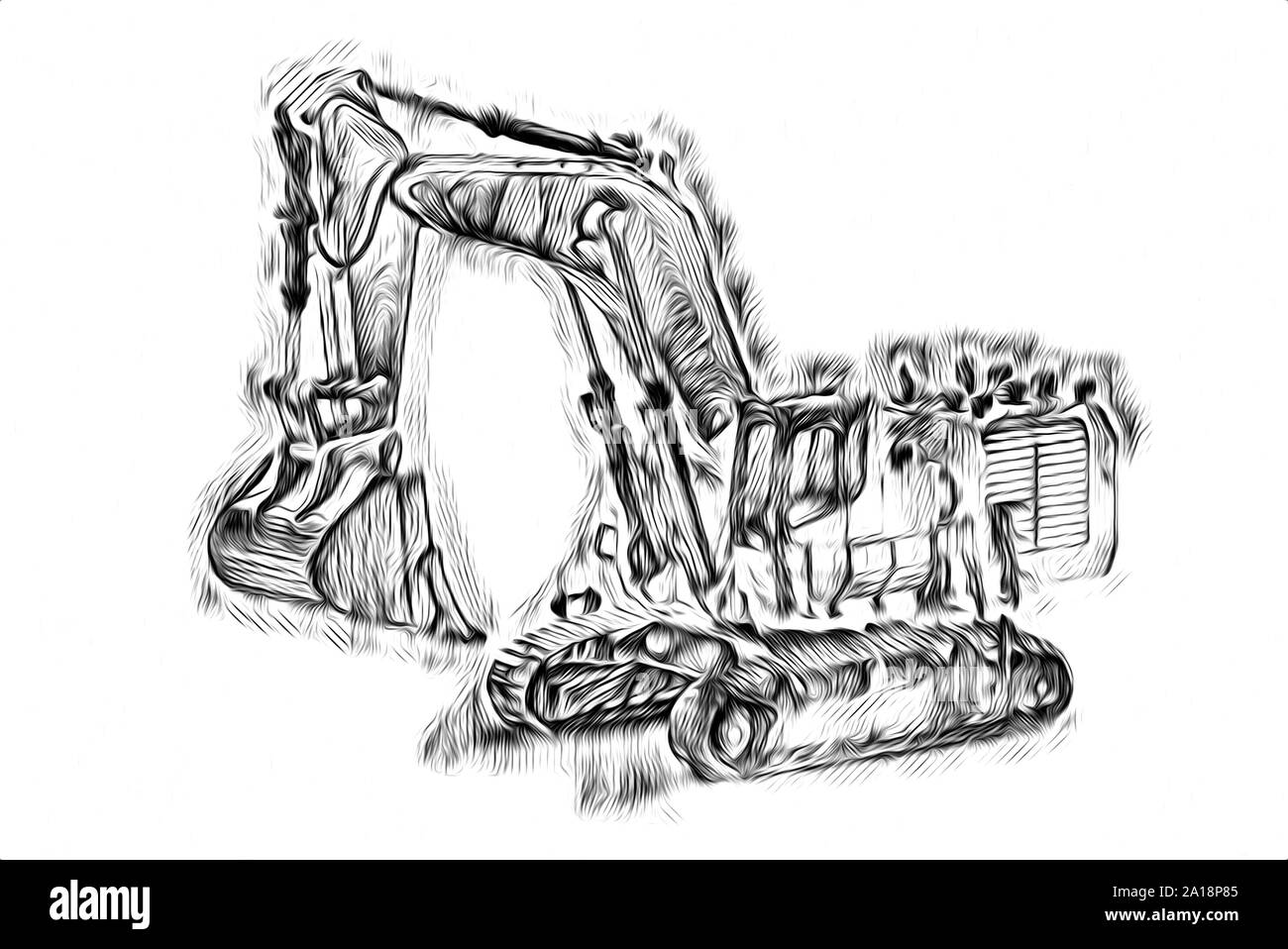Excavator illustration isolated art drawing Stock Photo - Alamy