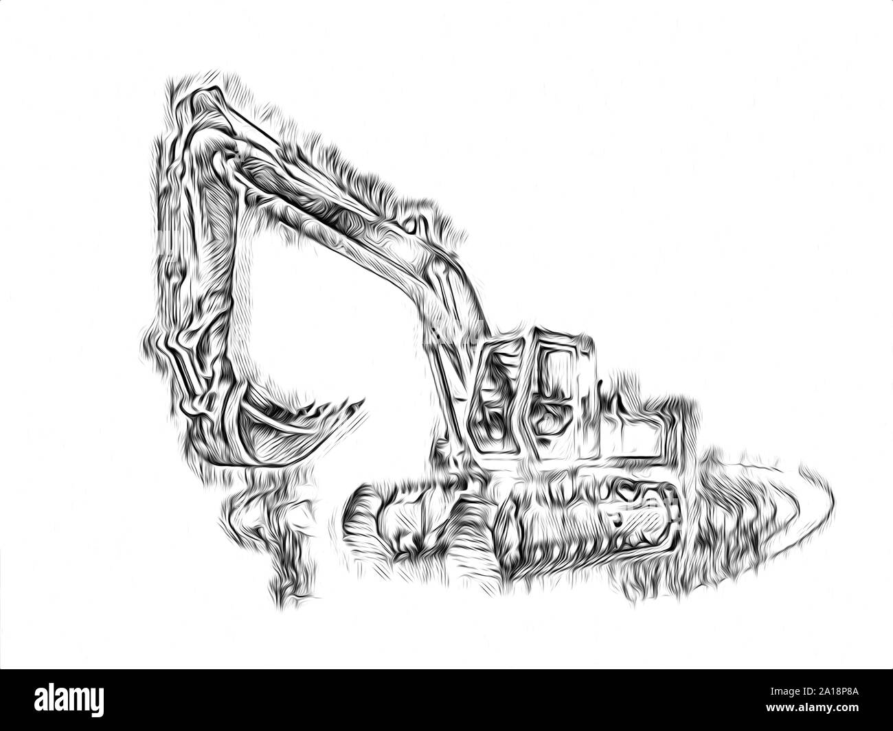 Excavator illustration isolated art drawing Stock Photo - Alamy