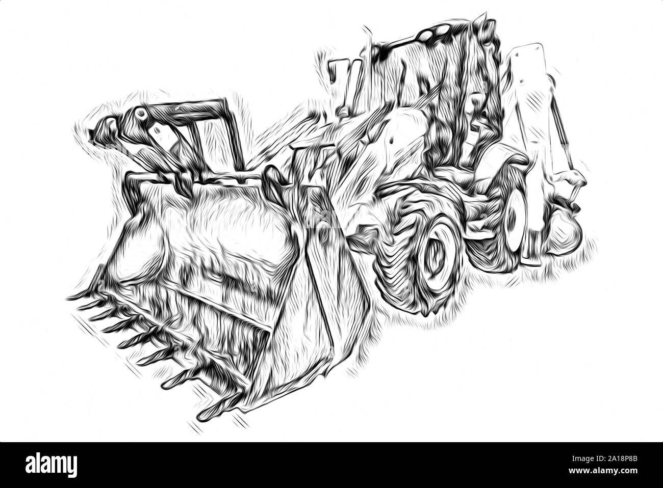 Excavator illustration isolated art drawing Stock Photo - Alamy