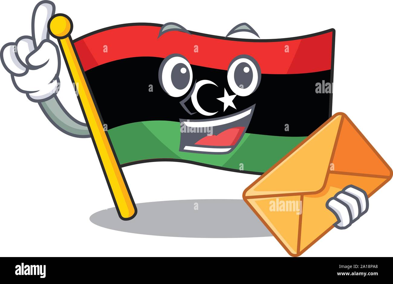 With envelope flag libya cartoon isolated the mascot Stock Vector Image ...