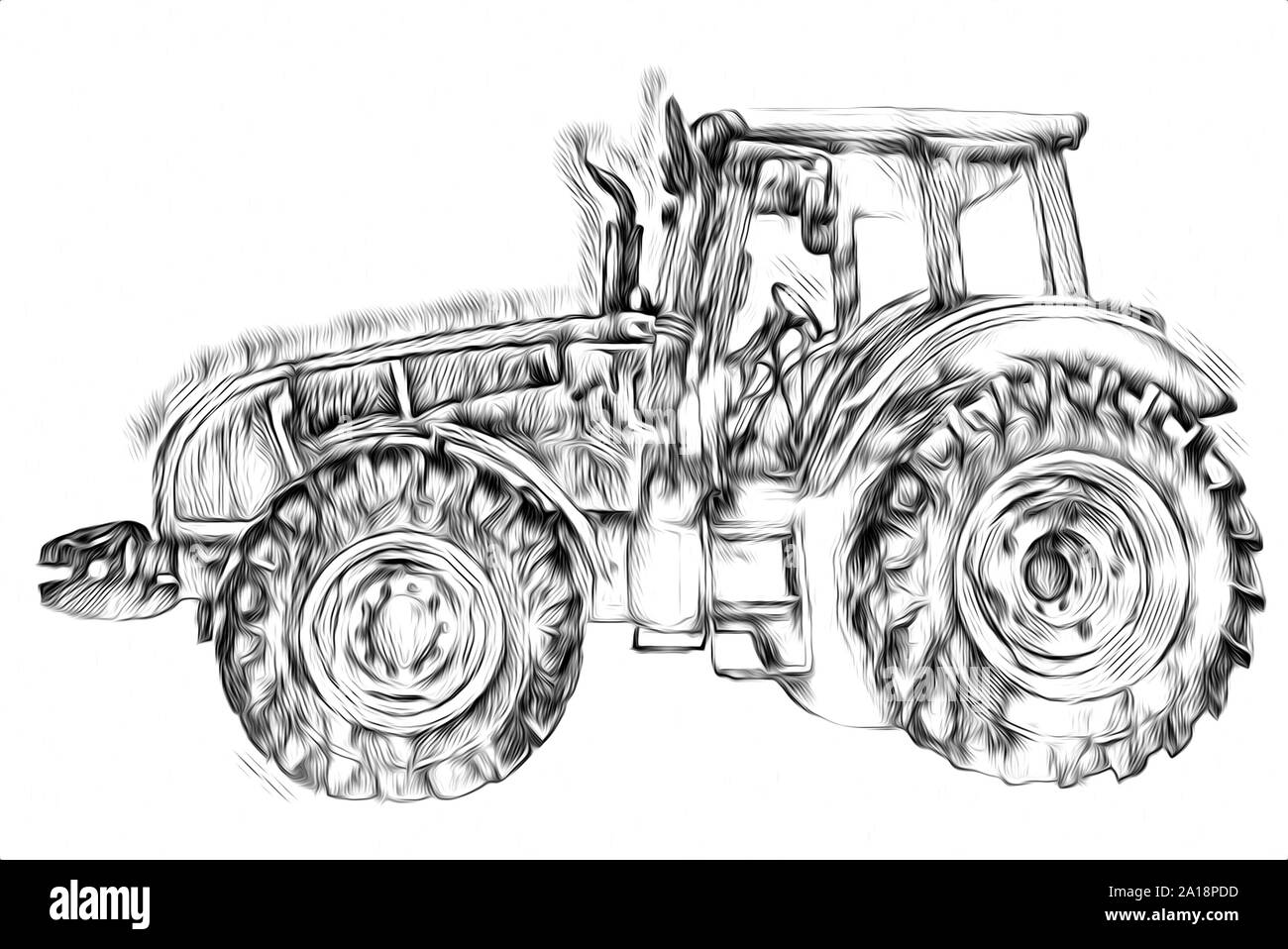 Agricultural tractor illustration color art Stock Photo - Alamy
